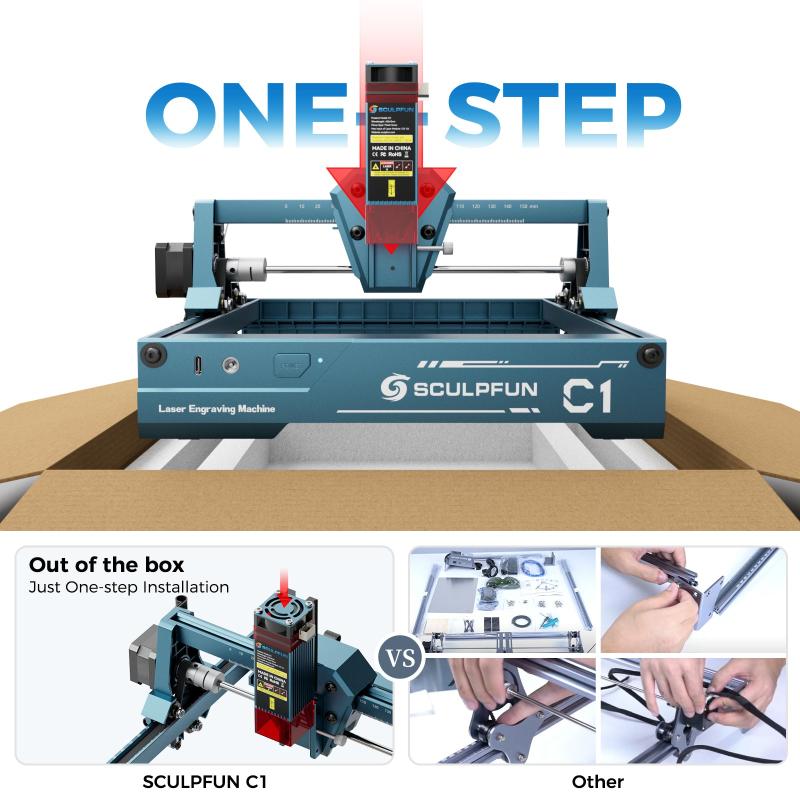 Sculpfun C1 Mini Laser Engraver 3W 0.04mm Ultra Fine Spot Compact 15*1 ...