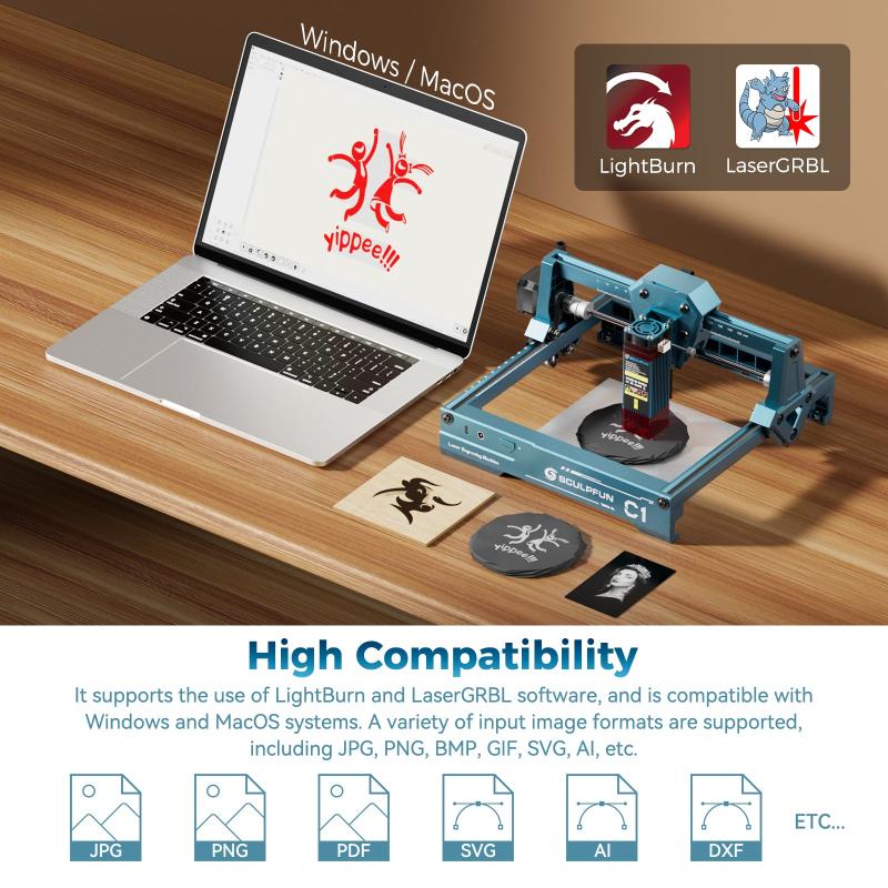 Sculpfun C1 Mini Laser Engraver 3W 0.04mm Ultra Fine Spot Compact 15*1 ...