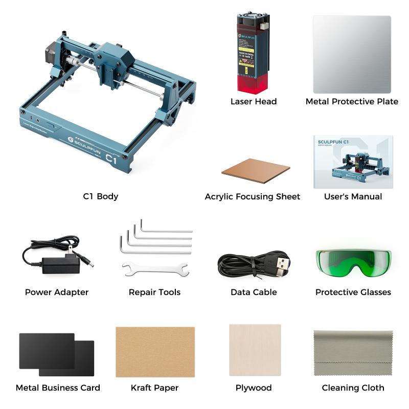 Sculpfun C1 Mini Laser Engraver 3W 0.04mm Ultra Fine Spot Compact 15*1 ...