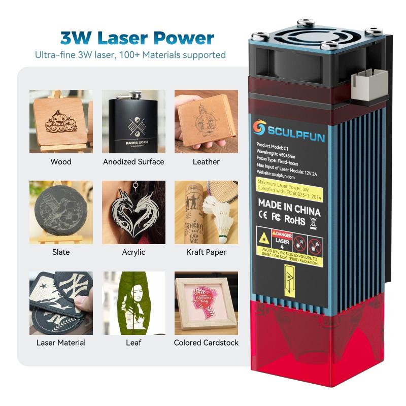 Sculpfun C1 Mini Laser Engraver 3W 0.04mm Ultra Fine Spot Compact 15*1 ...